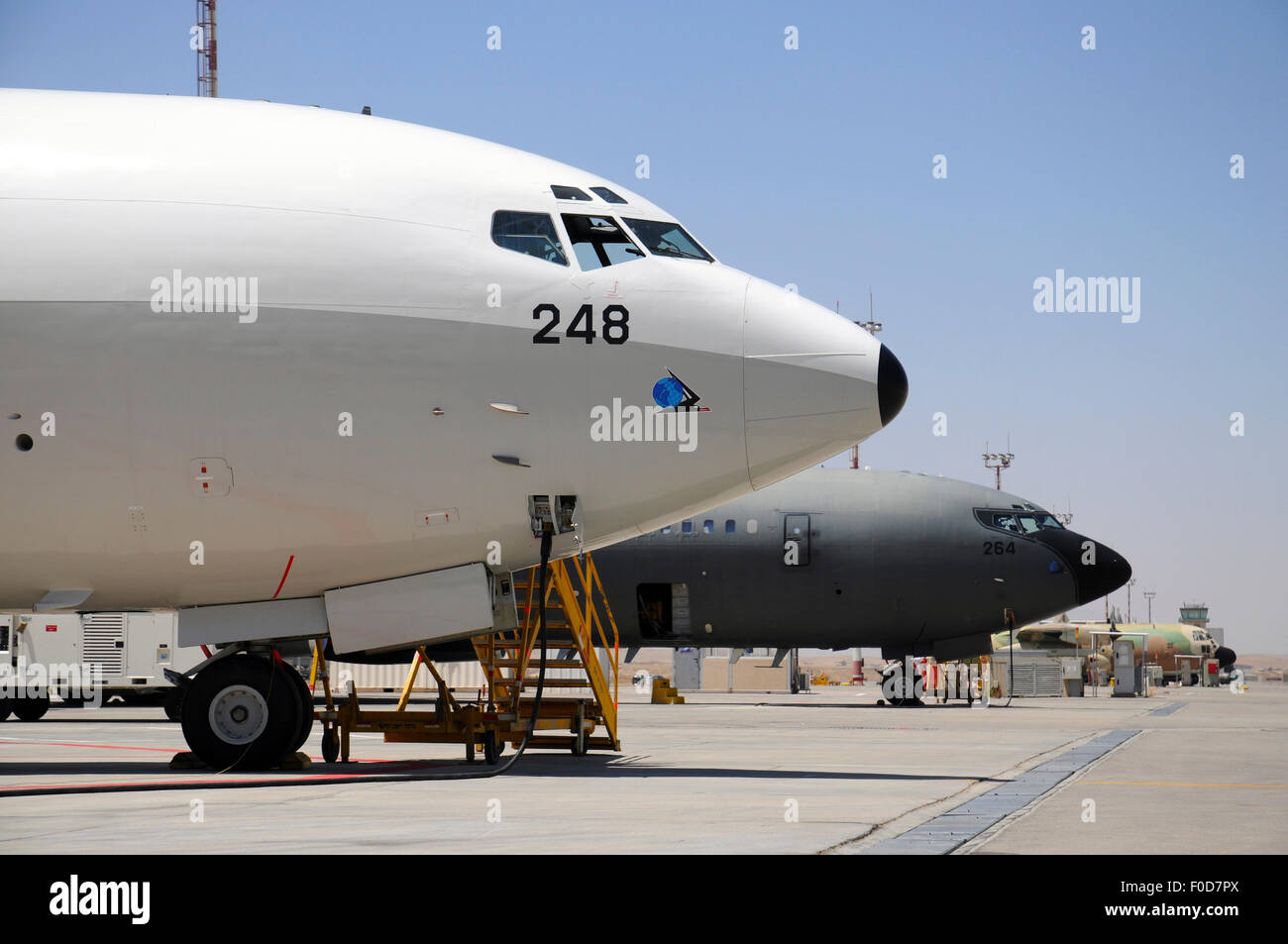 Israeli Air Force Boeing 707 Re'em tankers on the ramp at Nevatim ...