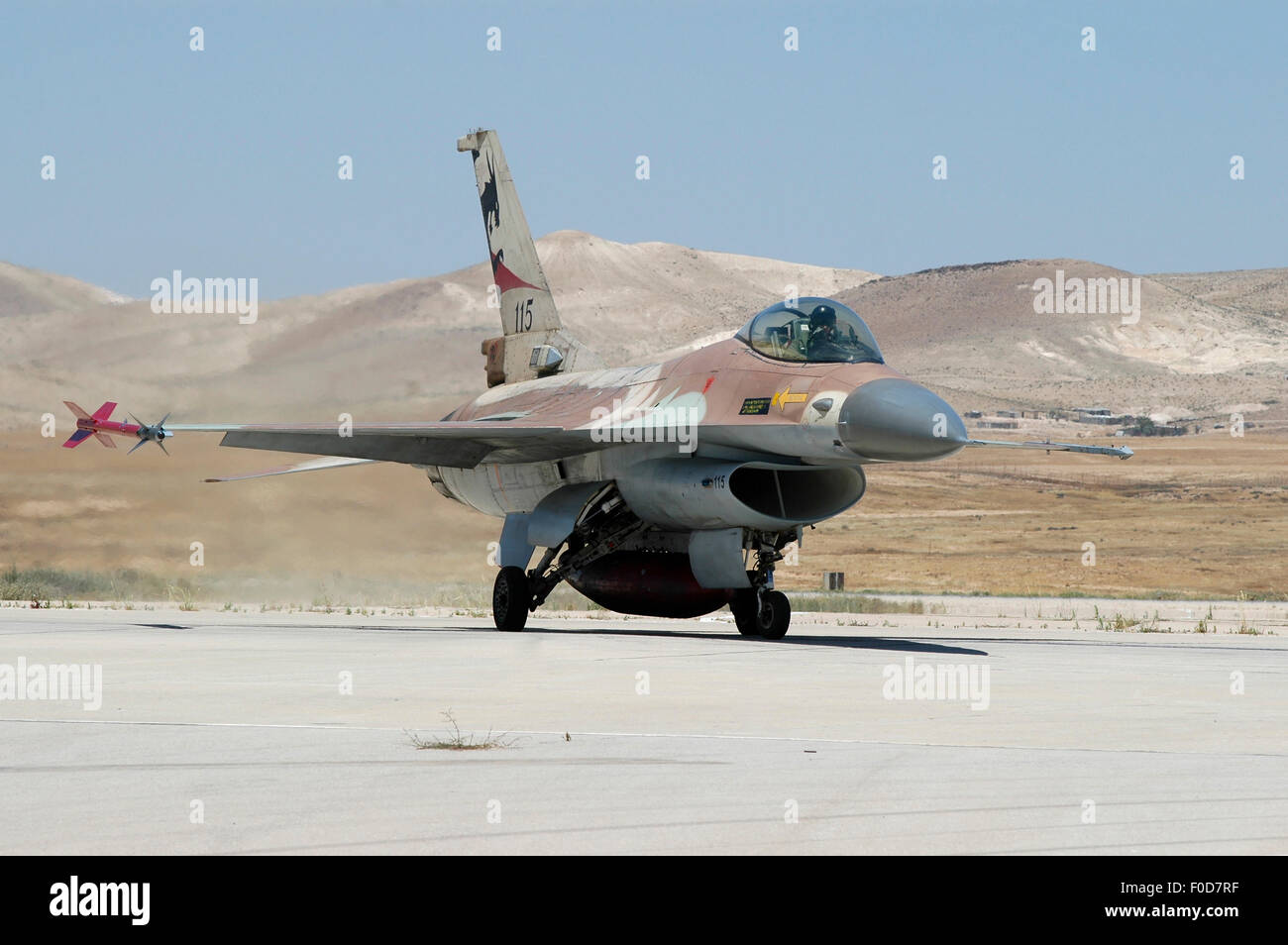 An Israeli Air Force F-16A Netz taxiing at Nevatim Airbase, Israel ...