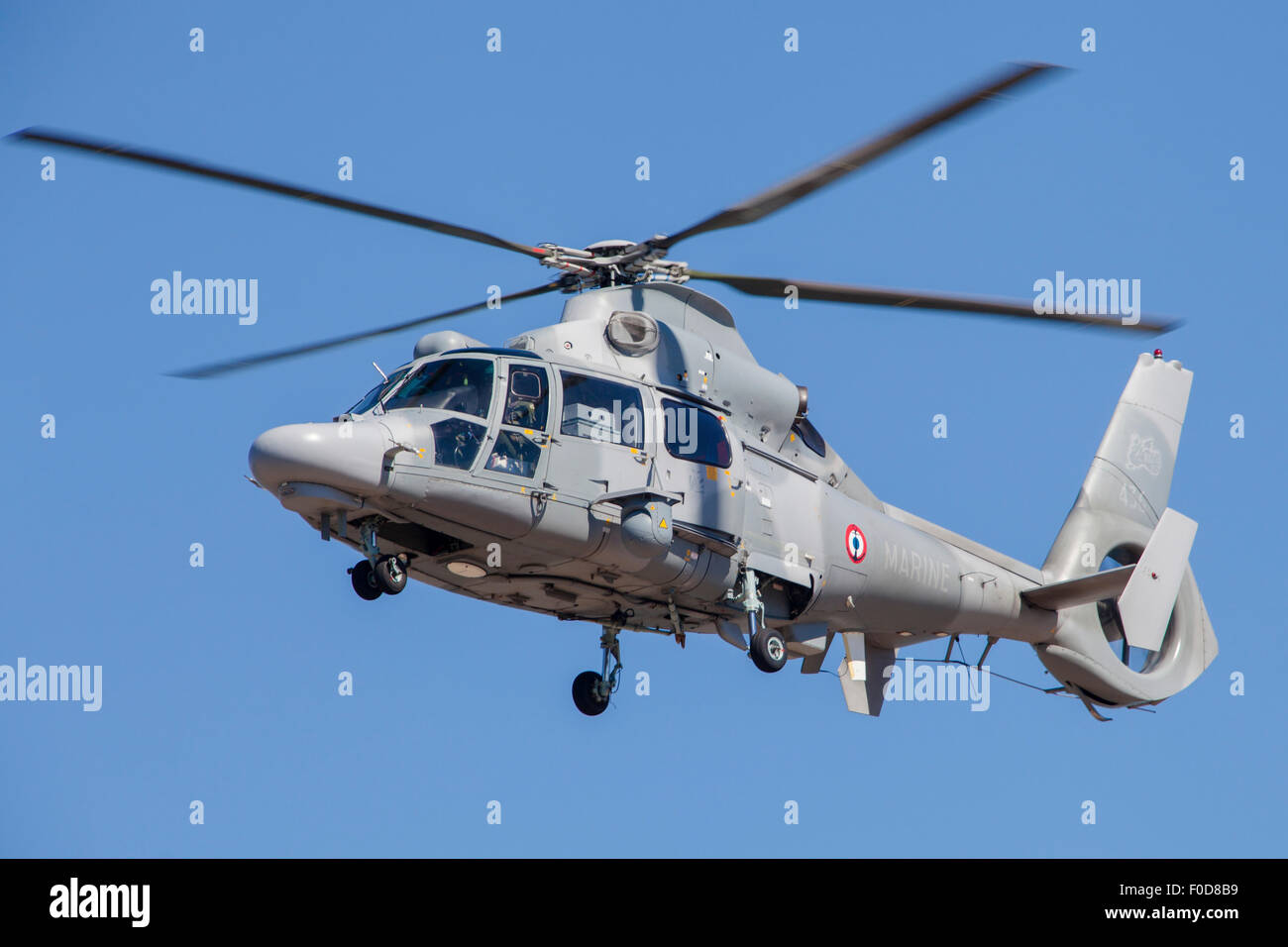 French Navy AS565 Panther helicopter in flight over France Stock Photo ...