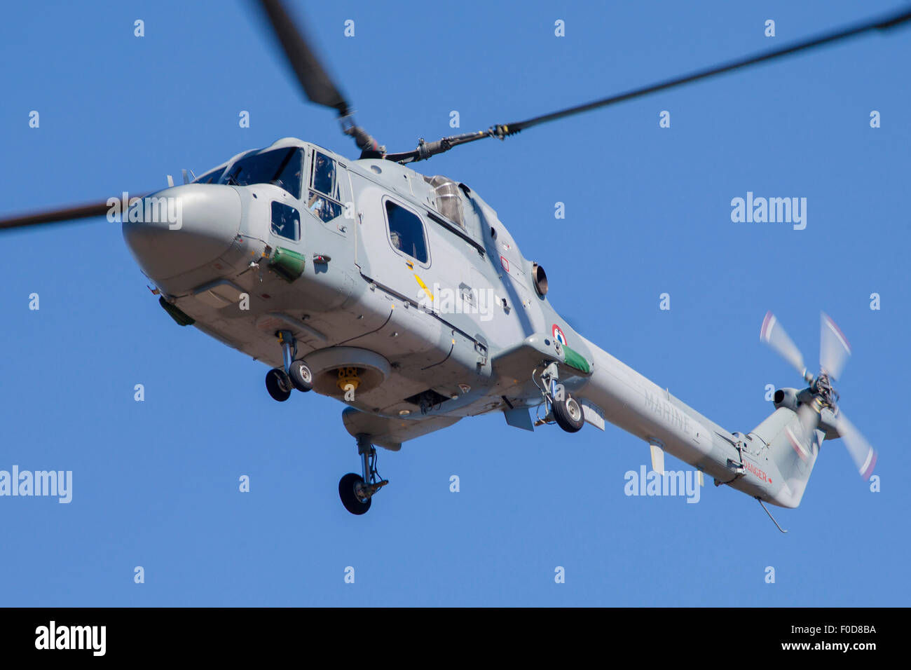 French Navy Westland Sea Lynx helicopter in flight over France Stock ...