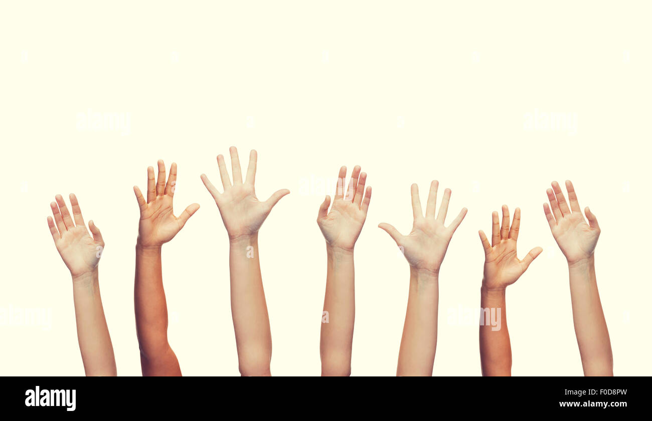 human hands waving hands Stock Photo - Alamy