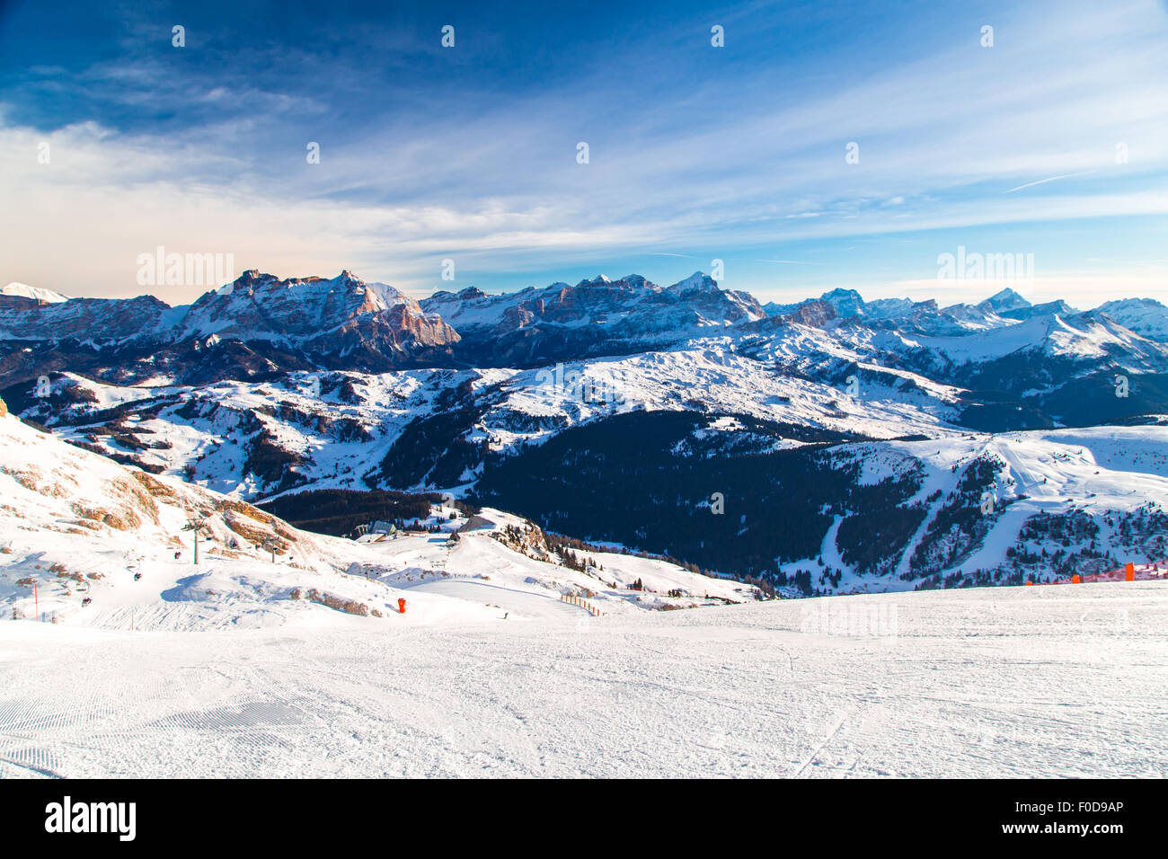 winter in the italian alps, with the ski slope full of snow Stock Photo ...