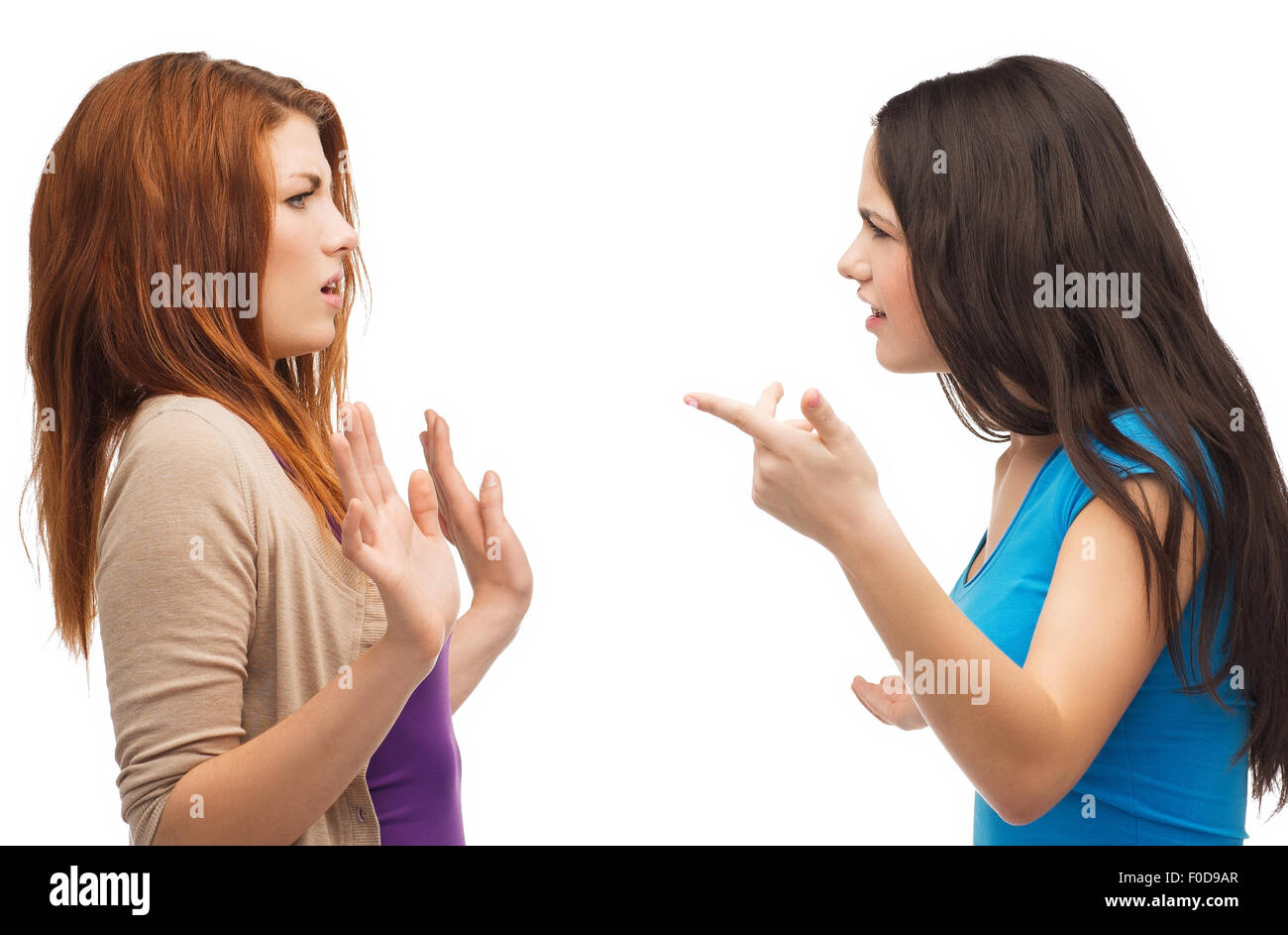 two teenagers having a fight Stock Photo - Alamy