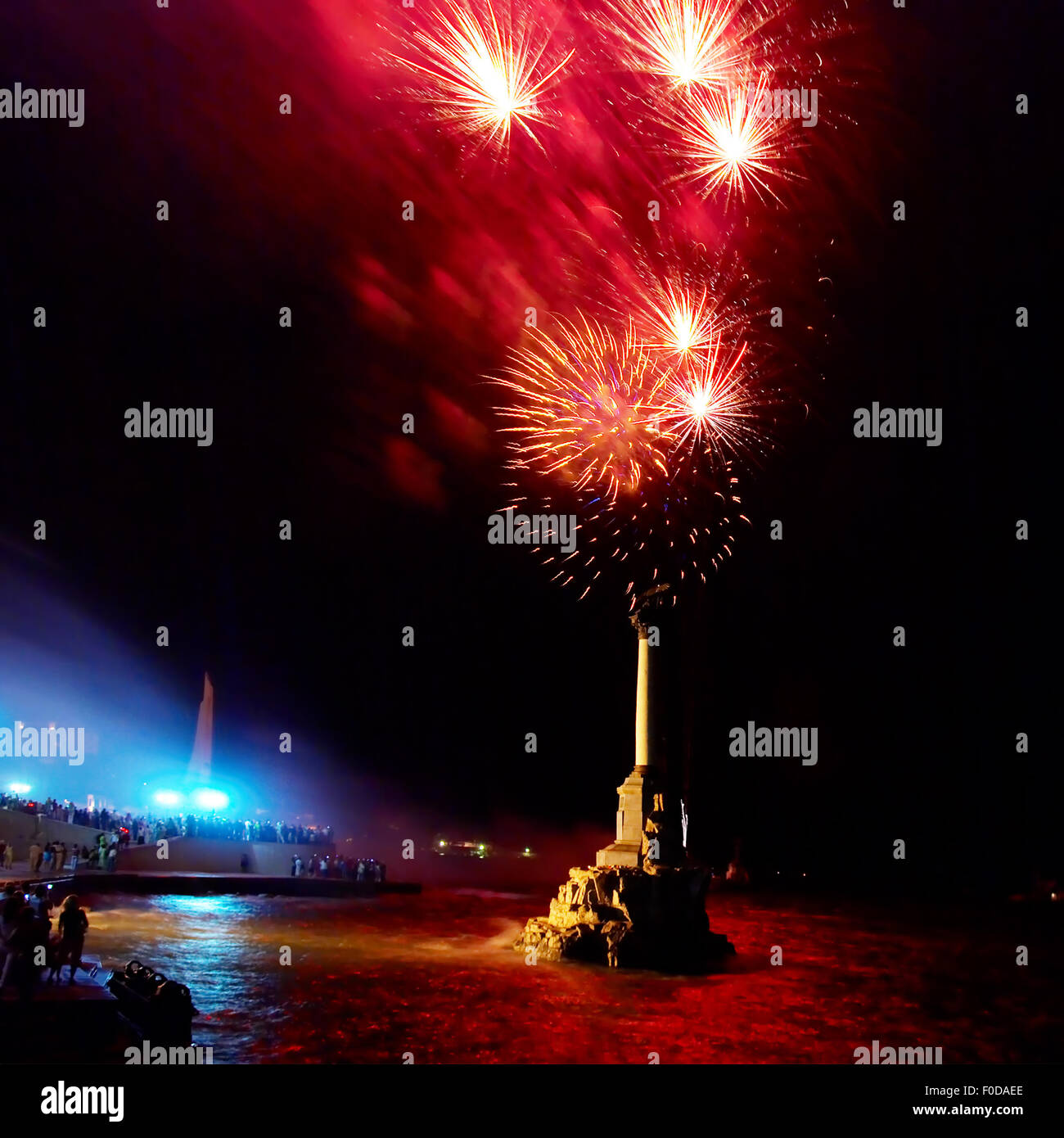 Colorful fireworks above the bay Stock Photo - Alamy