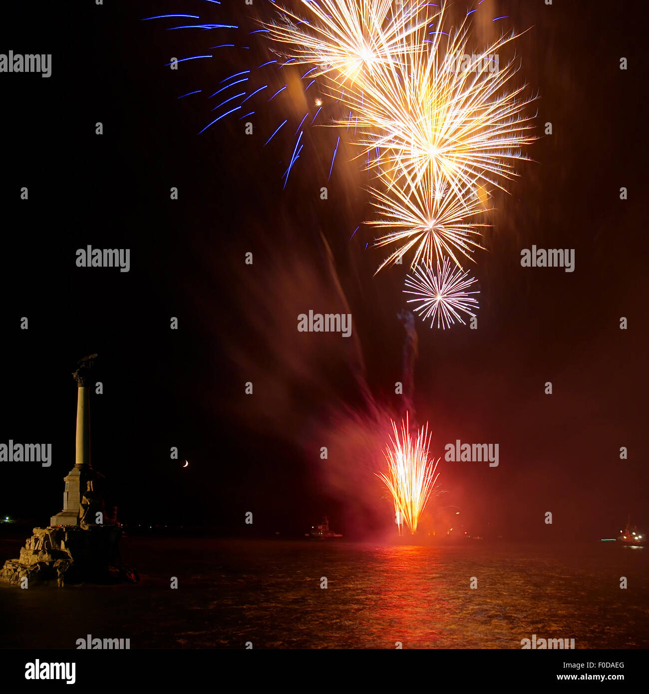 Colorful fireworks above the bay Stock Photo - Alamy