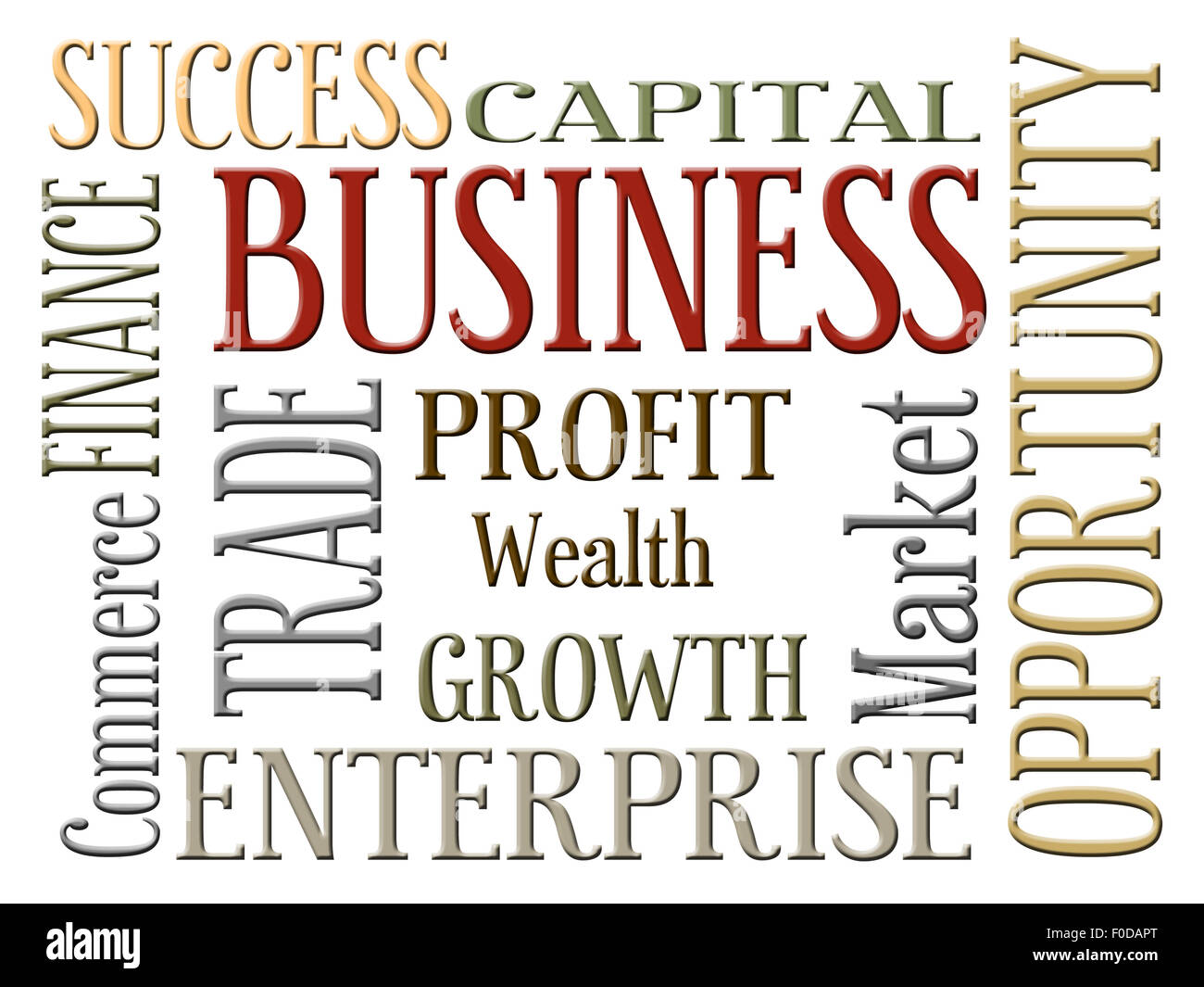 Words relating to business over white background Stock Photo - Alamy