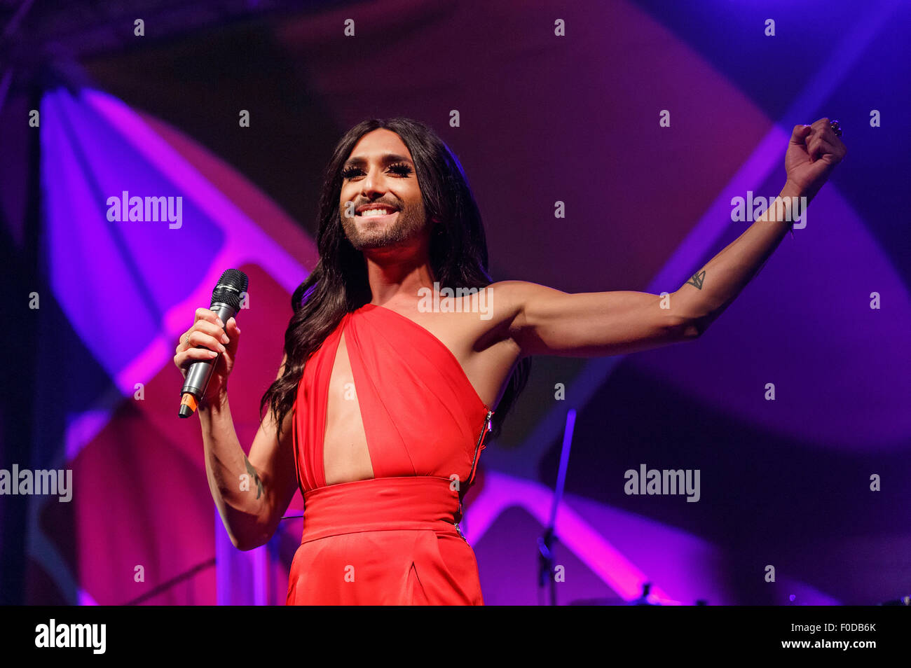 Austrian singer Conchita Wurst performs at the opening of the 5th ...