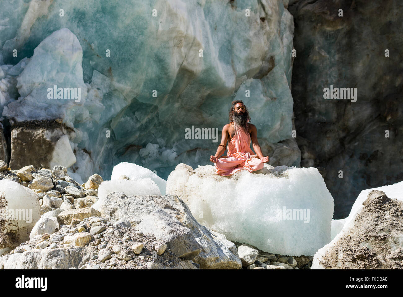 Sadhu meditating on ice hi-res stock photography and images - Alamy