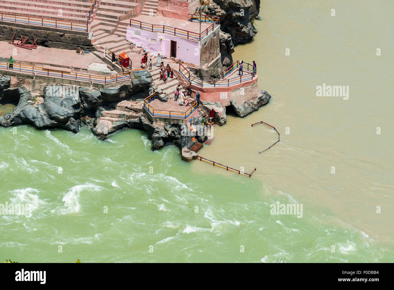 The Sangam at Dev Prayag, the confluence of the rivers Bhaghirati and ...