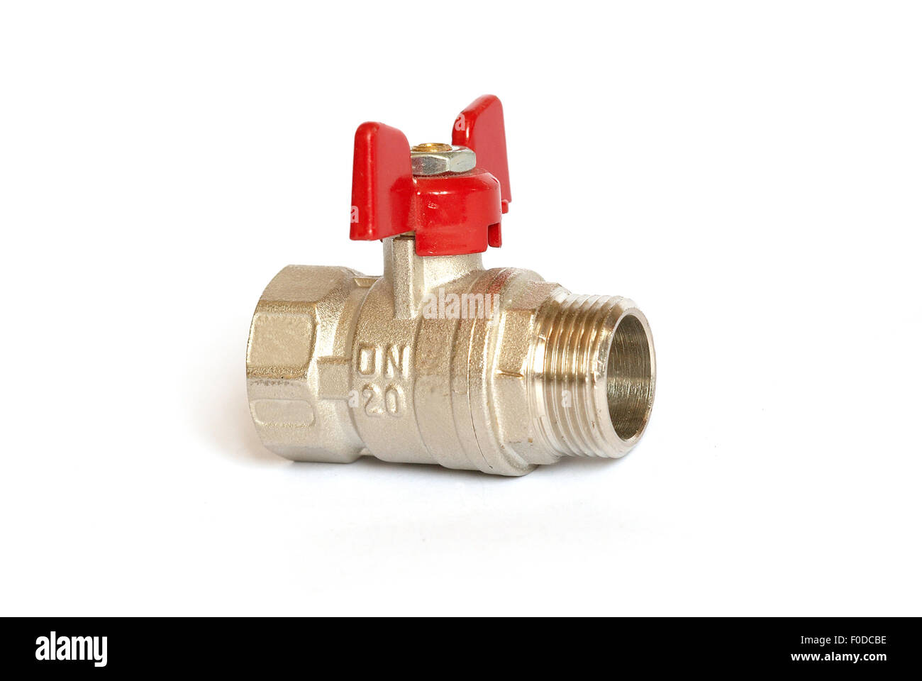 Stopcock ball valve on white background Stock Photo - Alamy