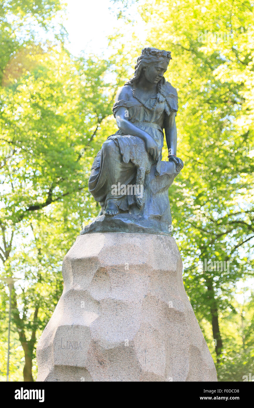 Statue of Linda in Hirvepark, character from Estonian mythology ...