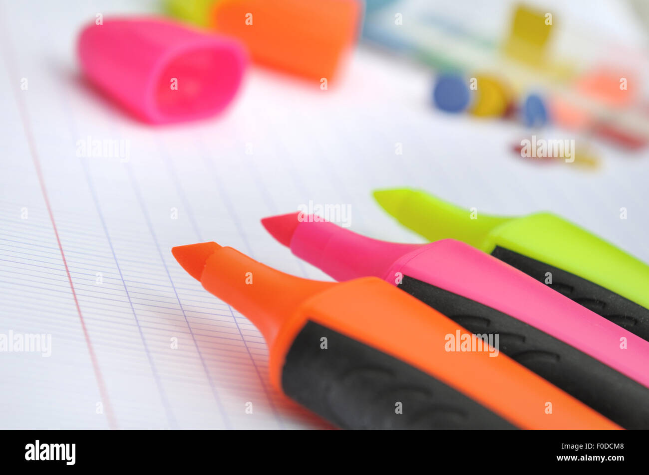 Highlighters on desk hi-res stock photography and images - Alamy