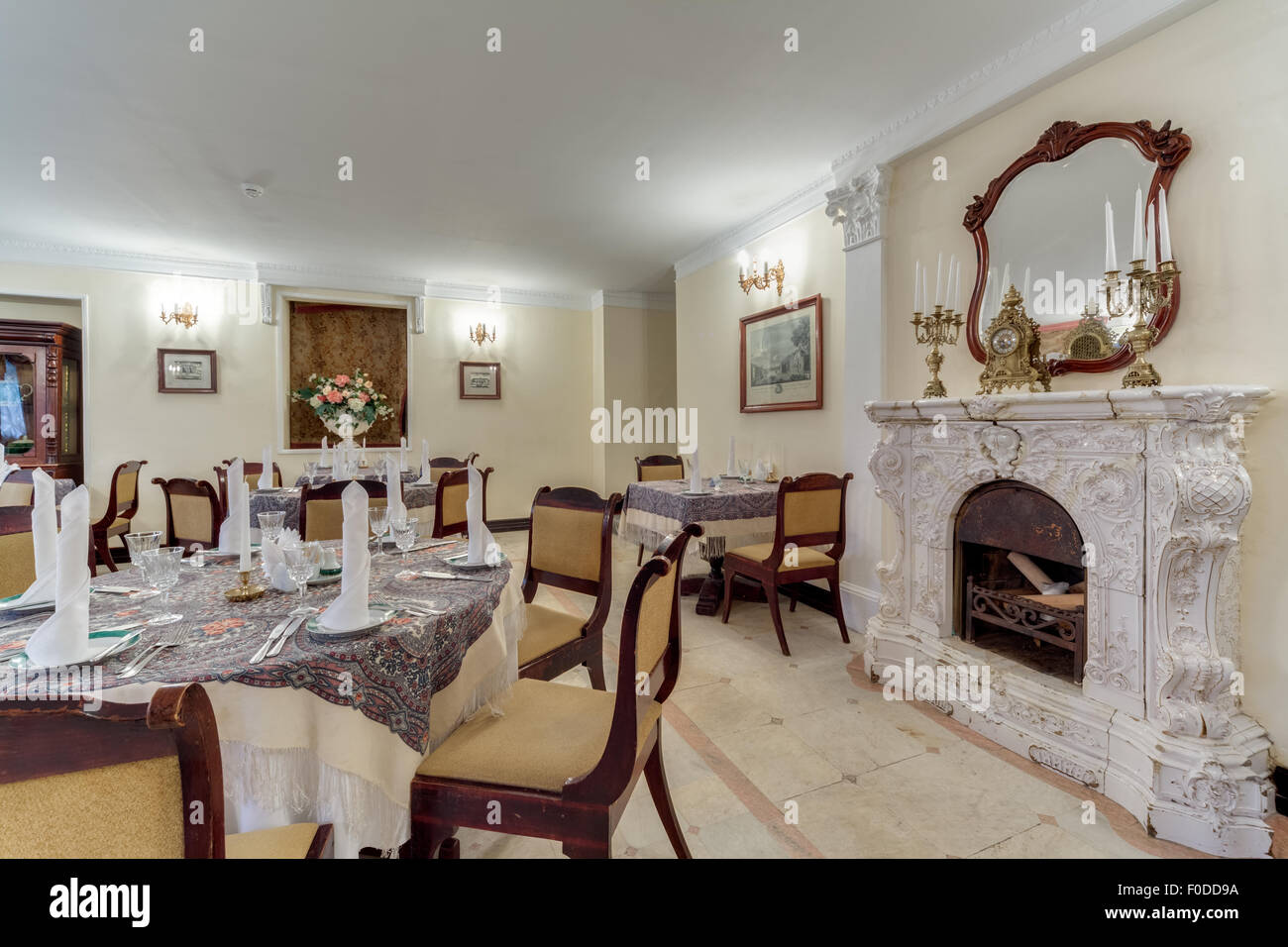 The interior of the restaurant of Russian cuisine "Demidov". The ...