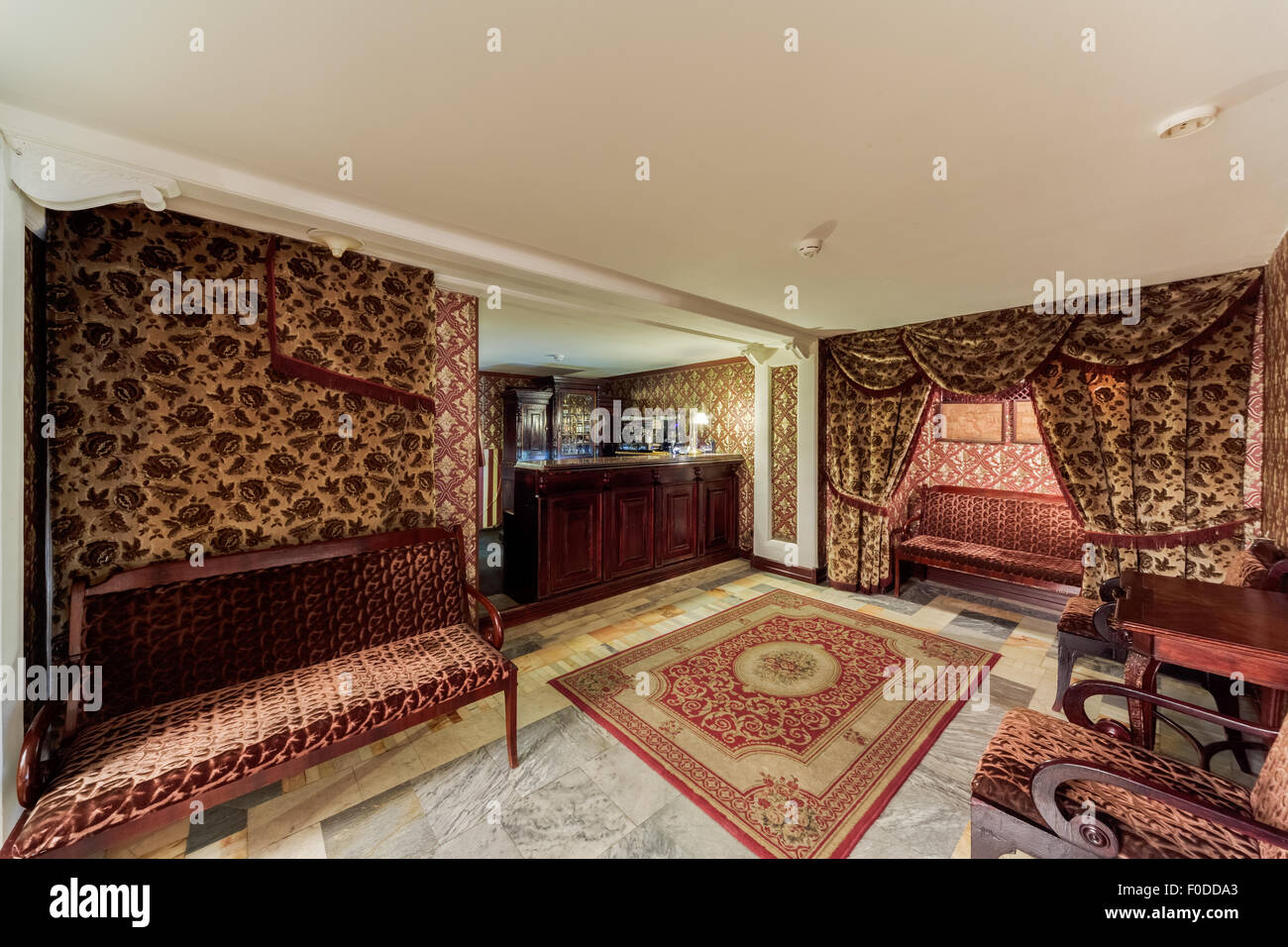 The interior of the restaurant of Russian cuisine "Demidov". The ...