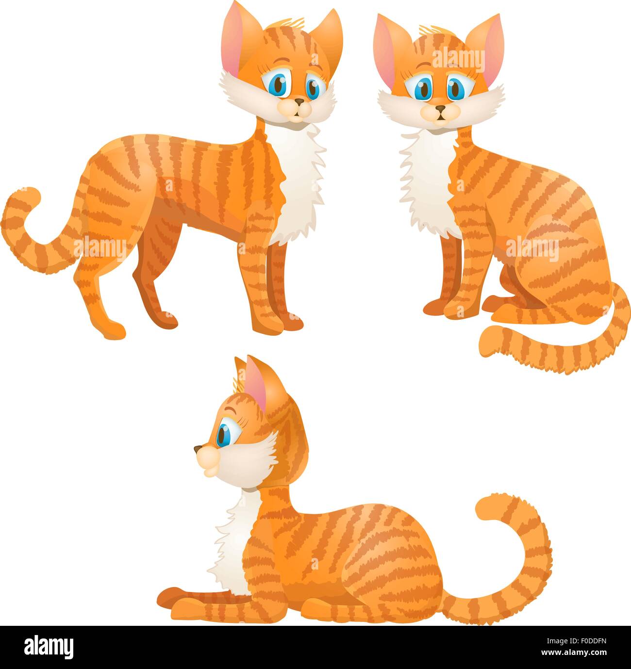 cartoon orange tabby cat set. vector illustration Stock Vector Image & Art - Alamy