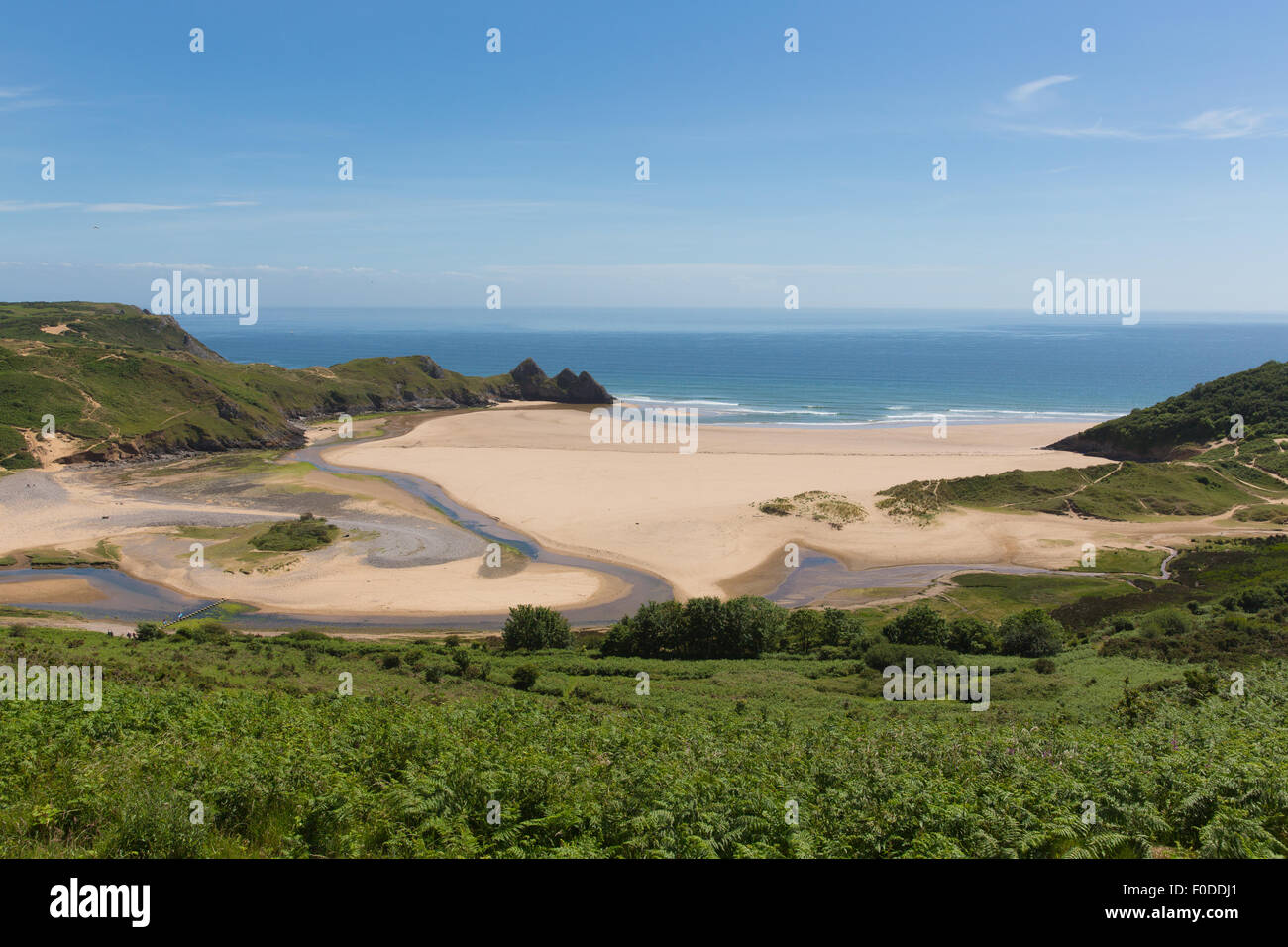 Three Cliffs Bay The Gower Peninsula coast near Swansea Wales uk ...
