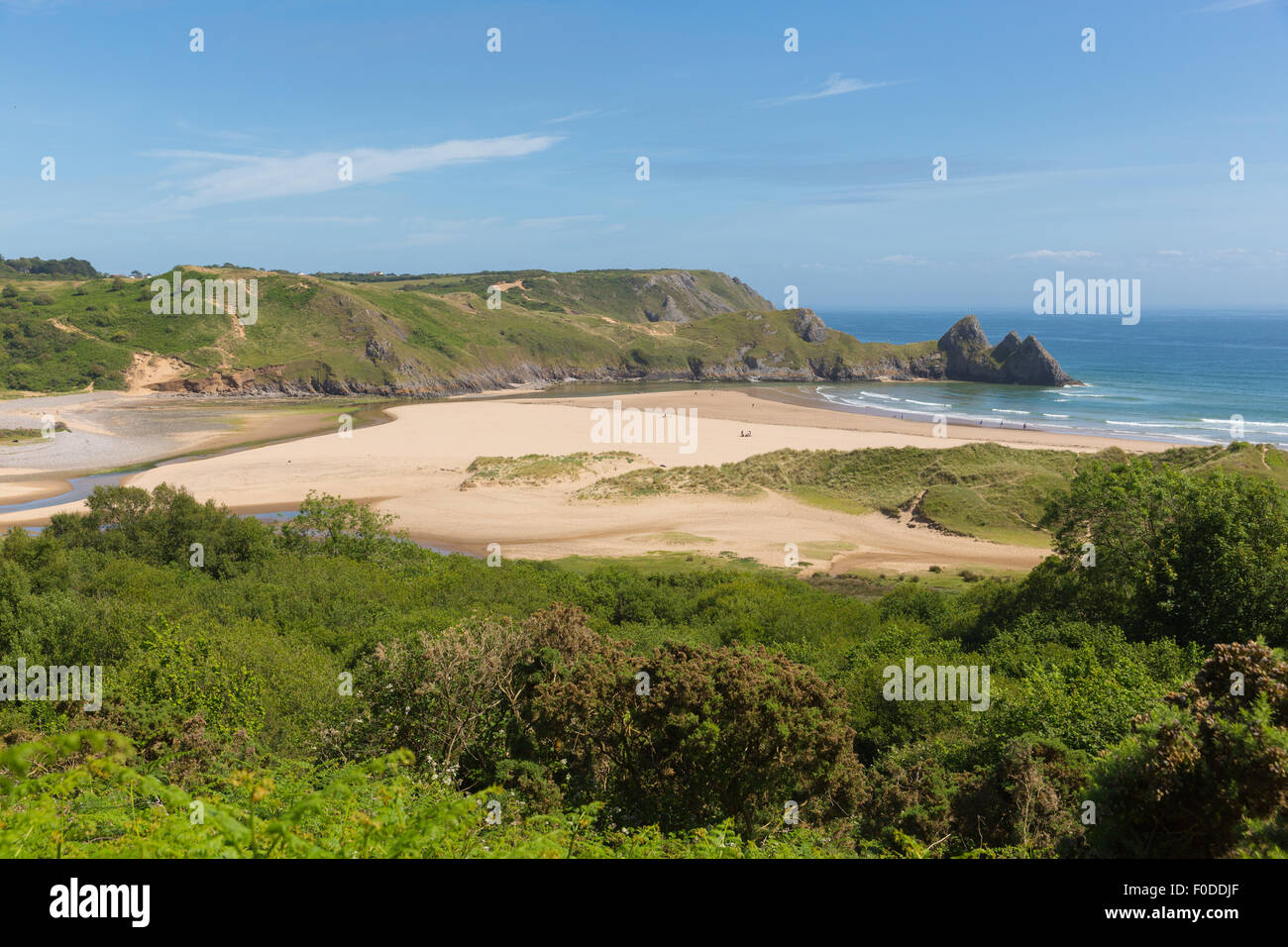 Three Cliffs Bay The Gower Peninsula coast near Swansea Wales uk ...