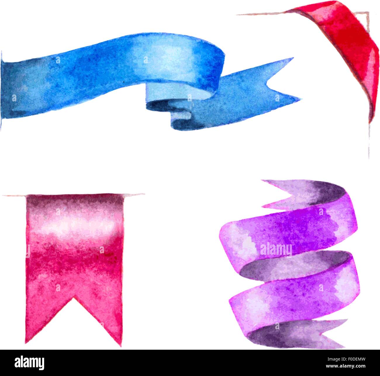 Set of watercolor ribbons hi-res stock photography and images - Alamy