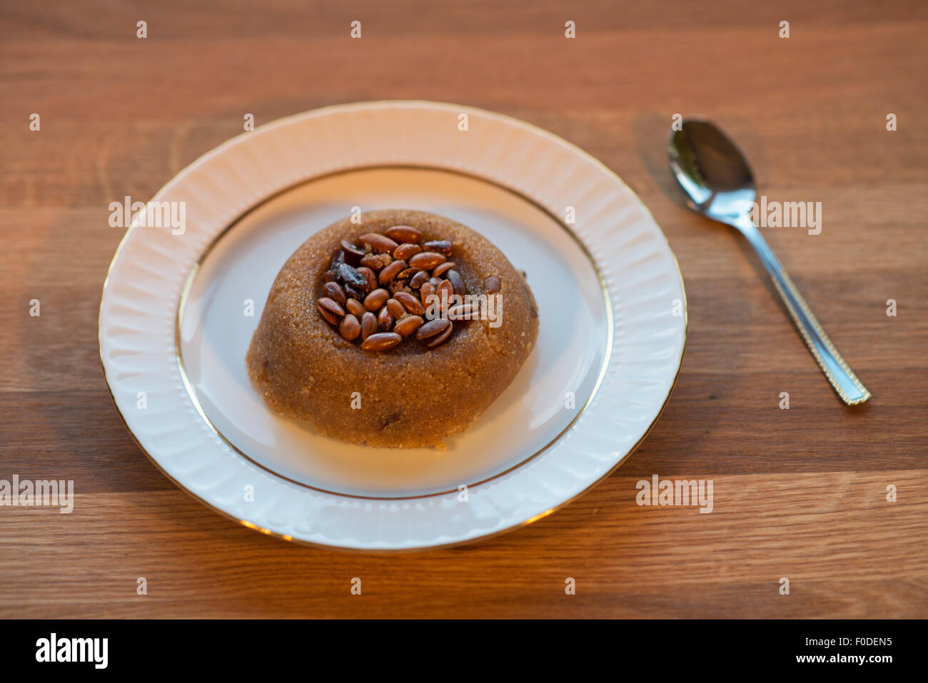 Semolina Dessert with pistachio Stock Photo - Alamy