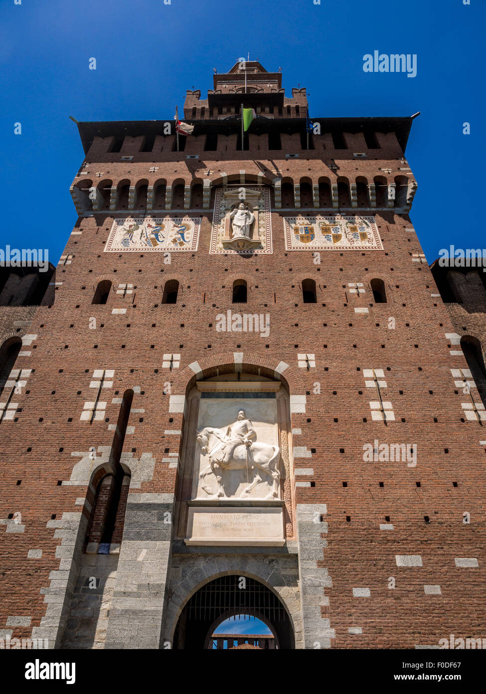 Main gate or Torre del Filarete Castello Sforzesco. Milan, Italy Stock ...