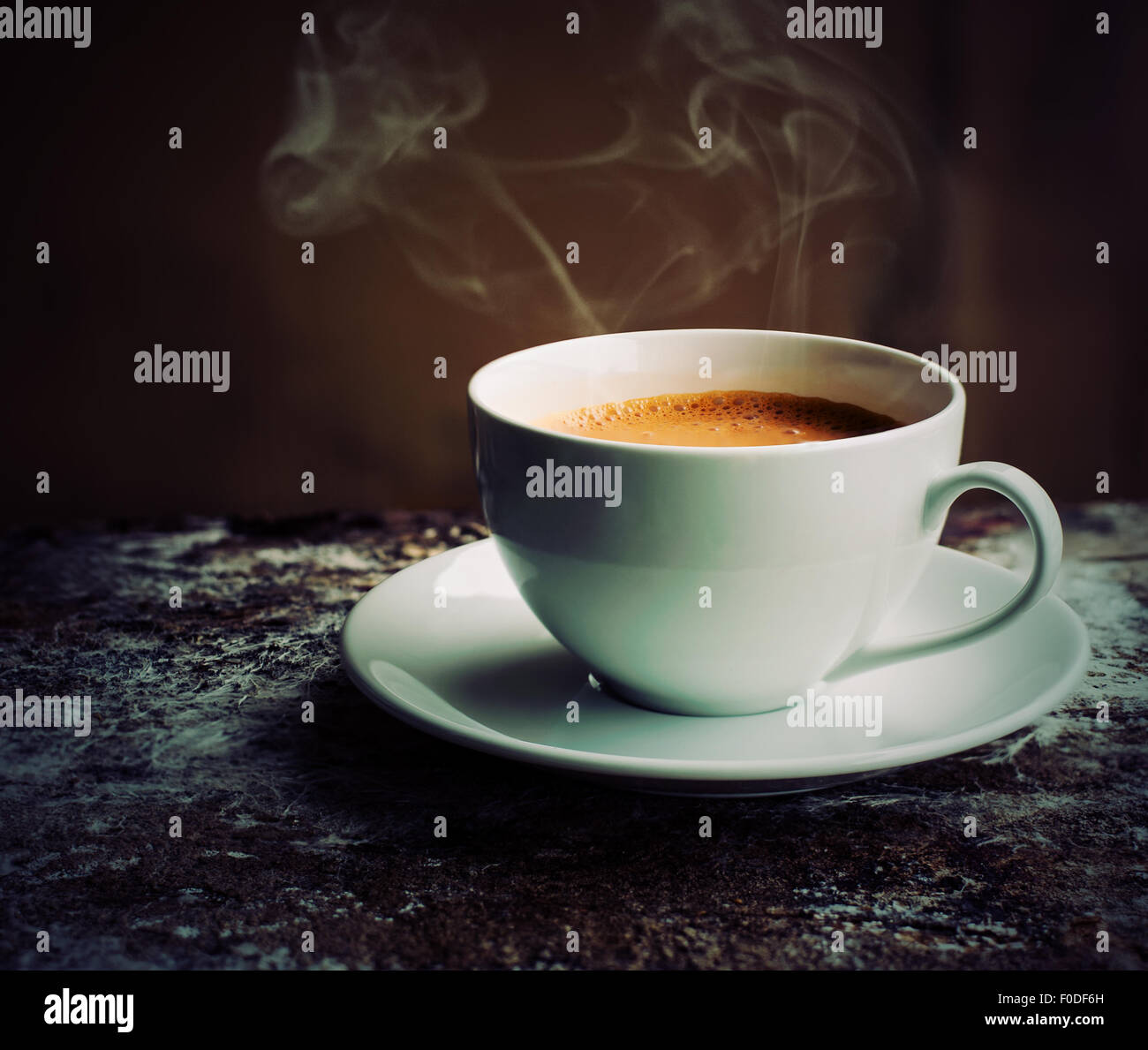 Vintage coffee, Smoke on cup of coffee, Still life Stock Photo - Alamy