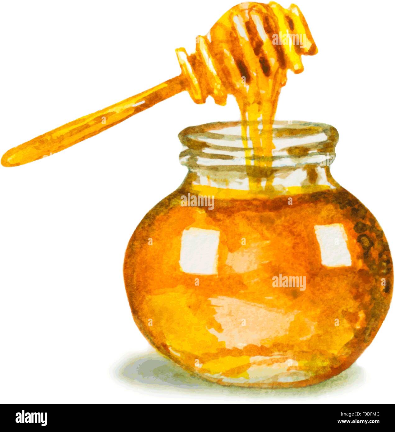 Honey Jar Vector Jar And Dipper For Honey Vector Illustration Stock