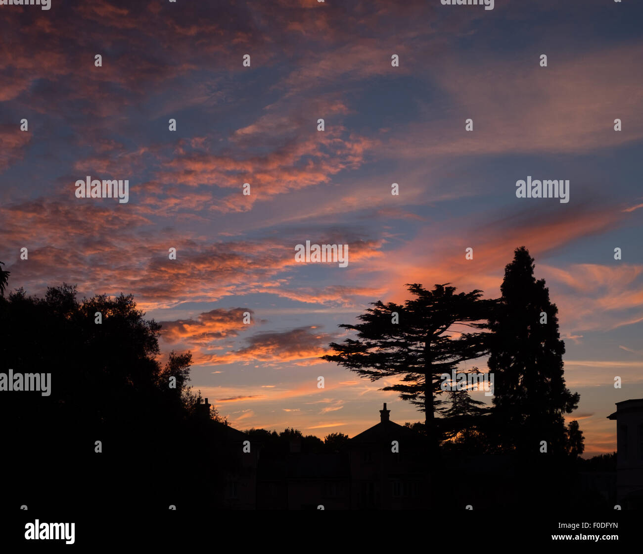 Vividly colourful summer sunset in Warwick, England, UK Stock Photo - Alamy