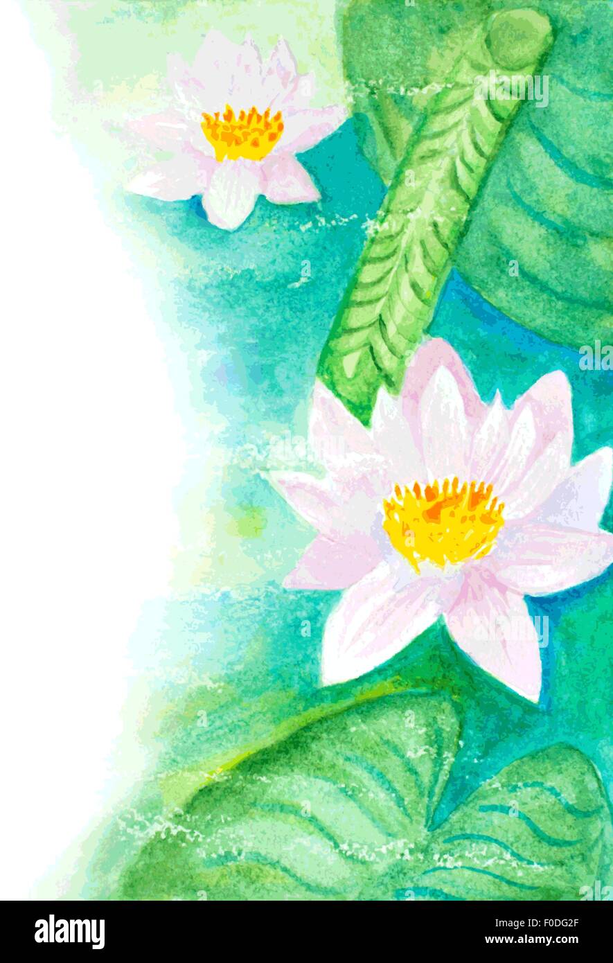 Watercolor illustration water lily Stock Vector Images - Alamy