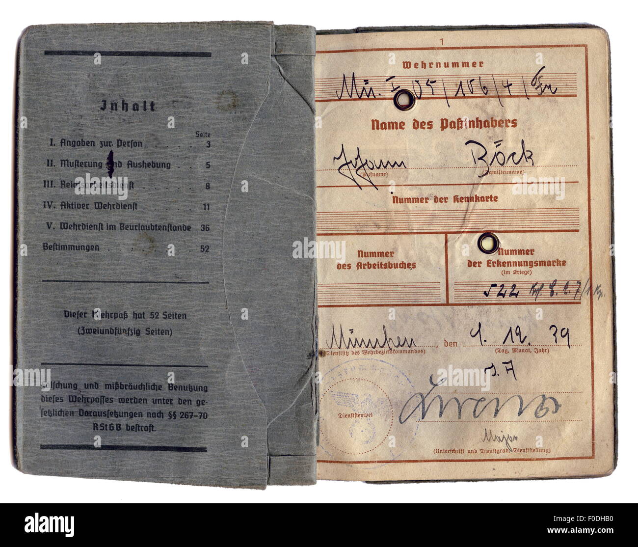 Nazism / National Socialism, military, documents, service record for ...