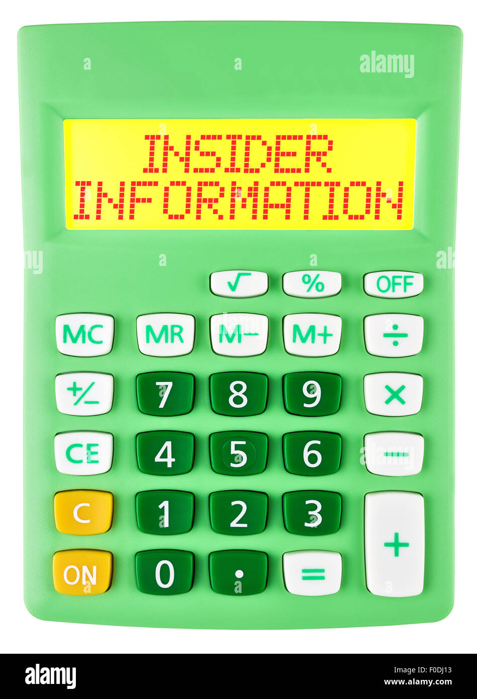 Calculator with INSIDER INFORMATION Stock Photo - Alamy