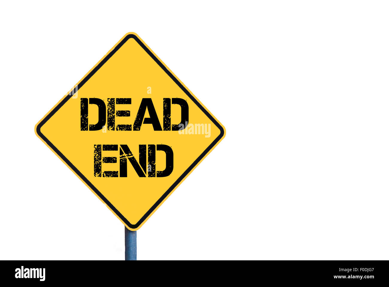 Yellow roadsign with Dead End message isolated on white background ...