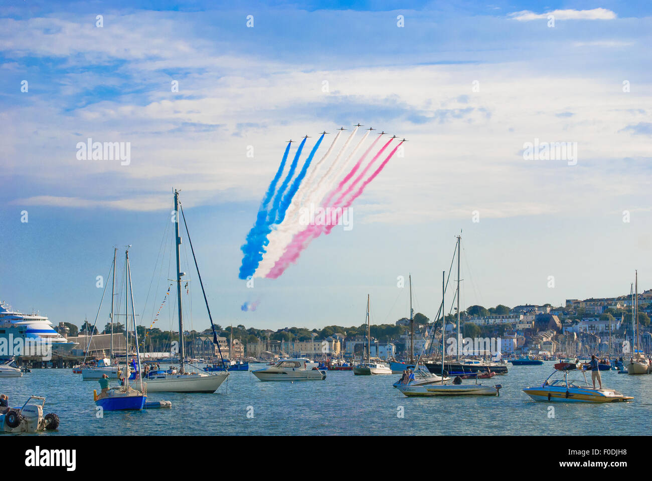 Red Arrows Flying into Falmouth in Cornwall August 2015 Stock Photo - Alamy