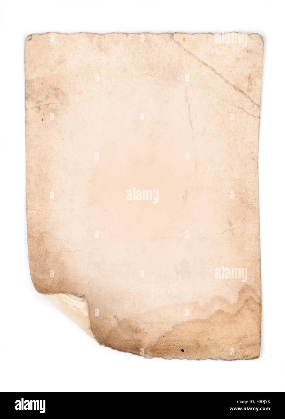 brown old paper isolated on white background Stock Photo - Alamy