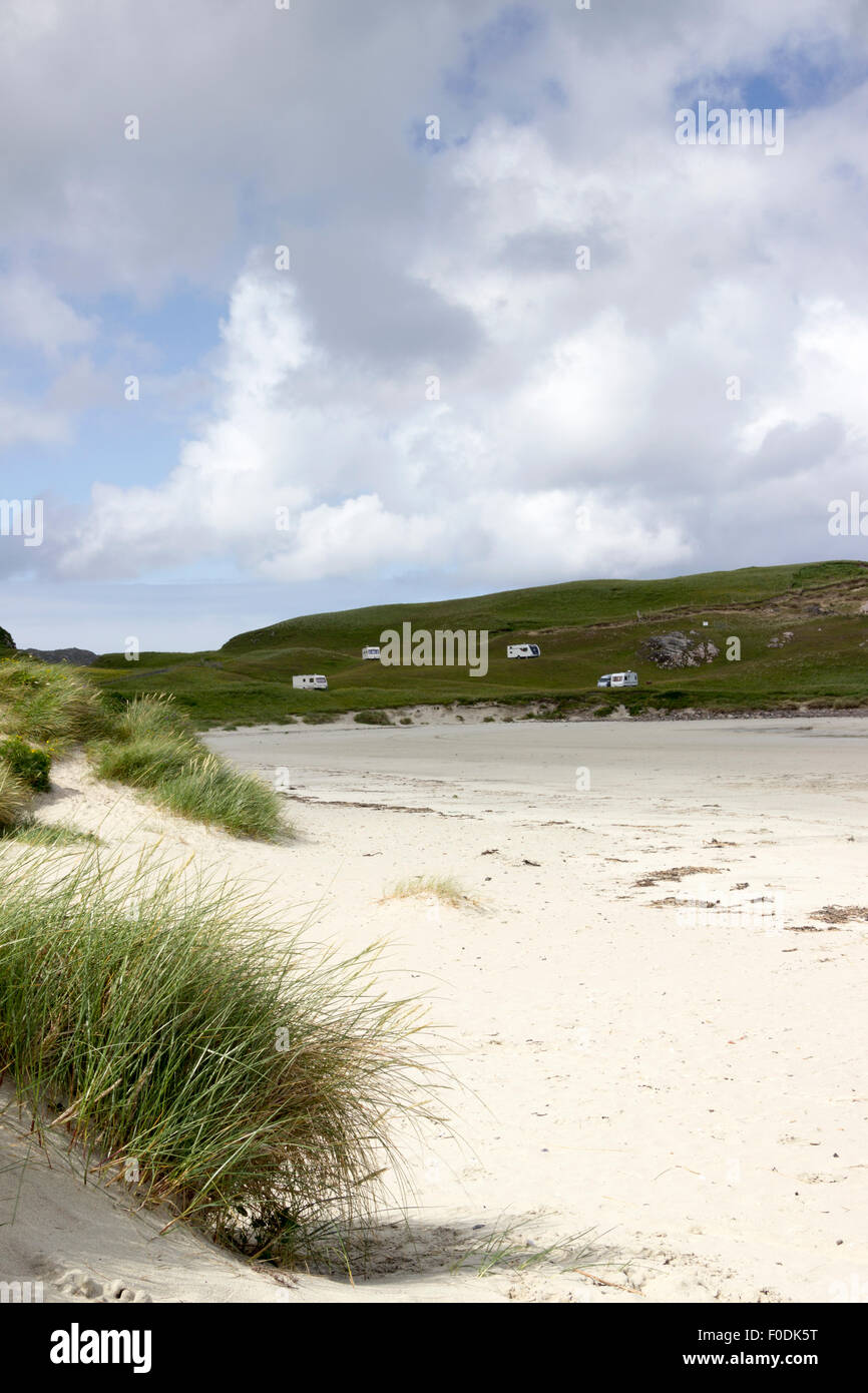 Caravan site at Valtos beach Isle of Lewis Western Isles Outer Hebrides ...