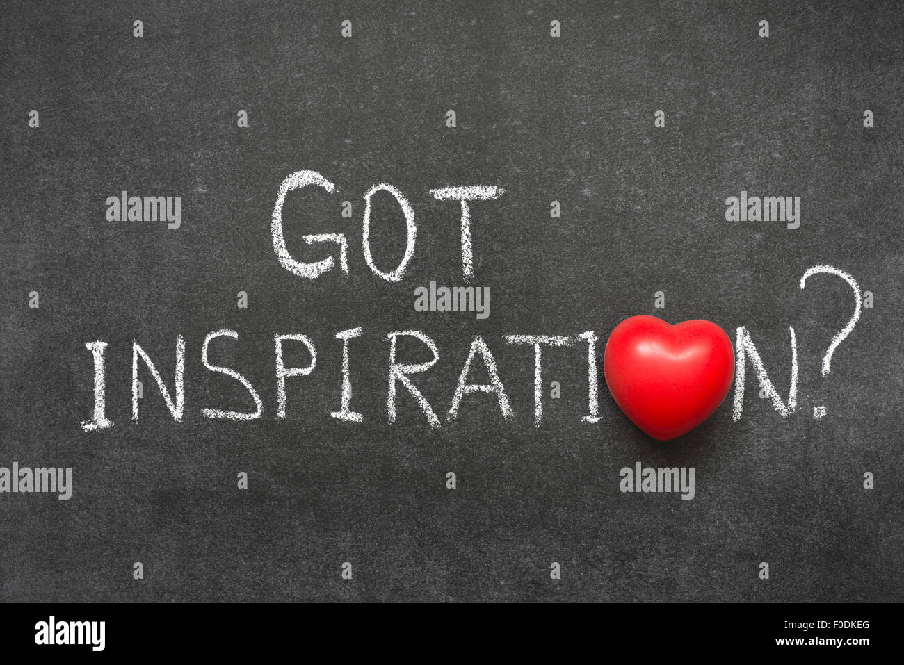 got inspiration question handwritten on blackboard with heart symbol ...