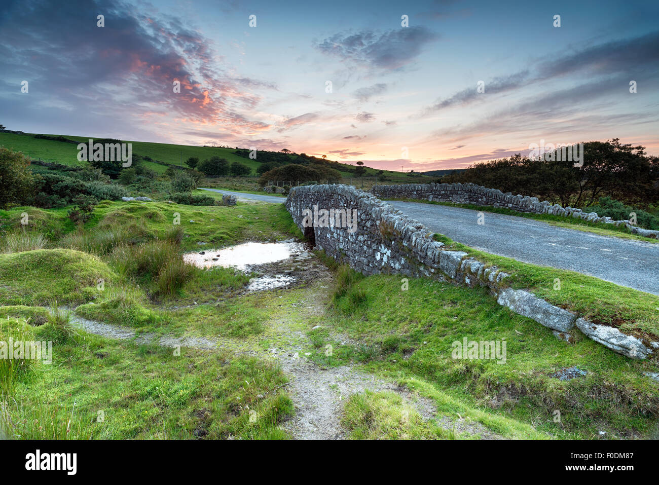 An ancient bridge over a stream on Bodmin Moor in Cornwall Stock Photo ...