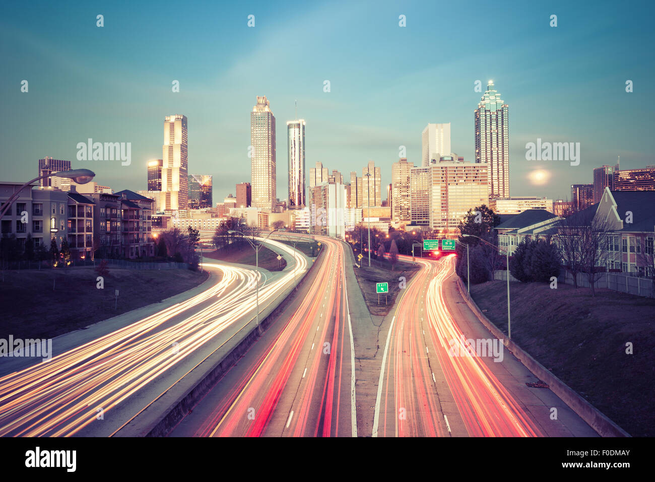 Retro style photo of Atlanta skyline, Georgia, USA Stock Photo - Alamy