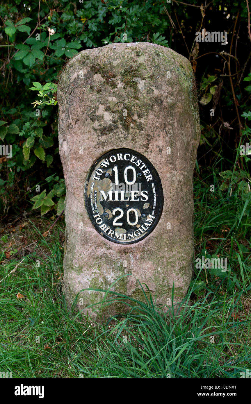Milestone on the Worcester and Birmingham Canal, Worcestershire ...