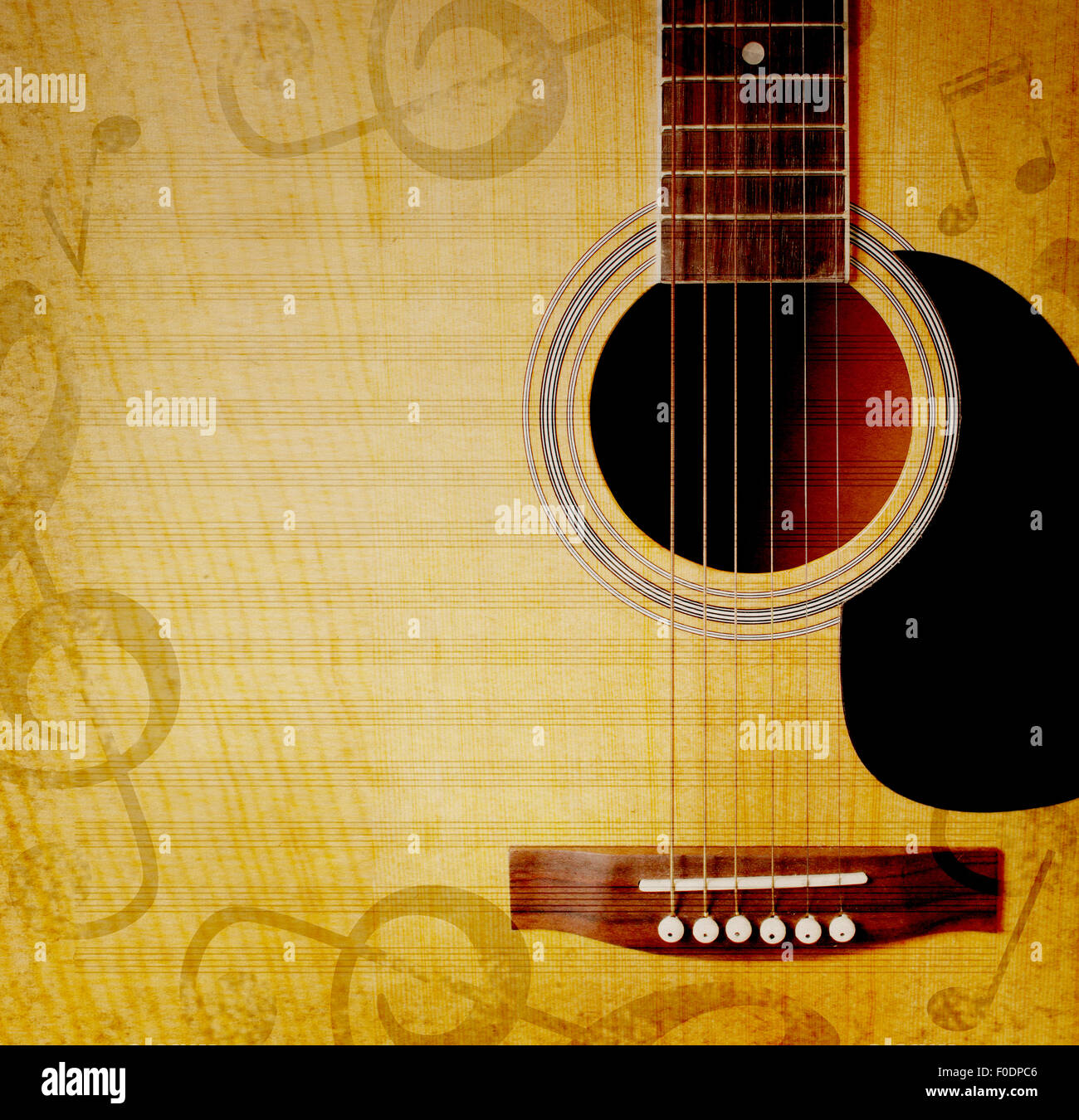 musical square background with guitar and musical notes Stock Photo - Alamy
