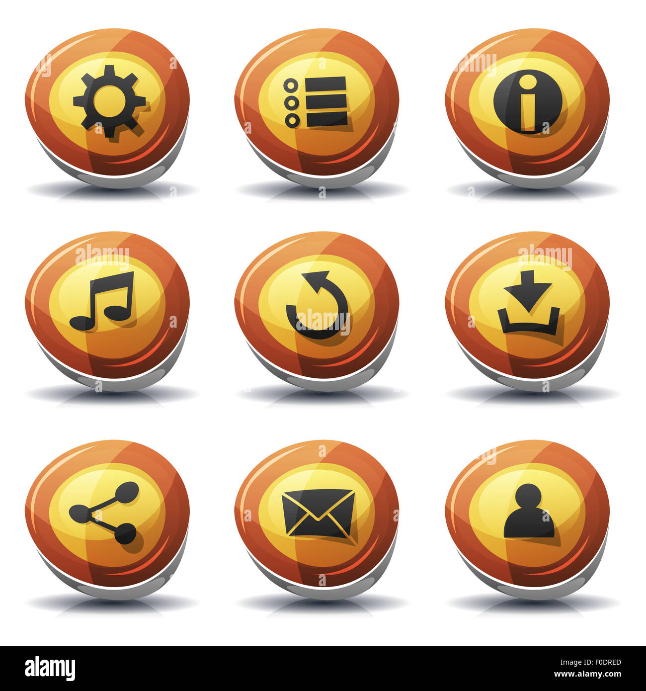Illustration of a set of cartoon comic warning road signs ui game icons ...