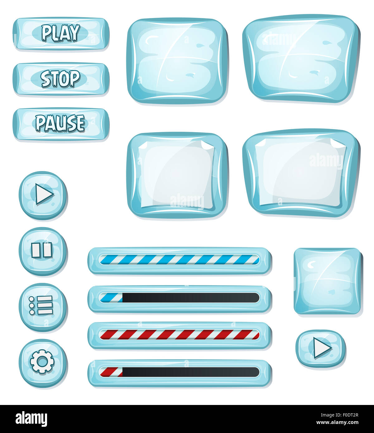 Illustration of a set of various cartoon design ui ice glossy elements ...