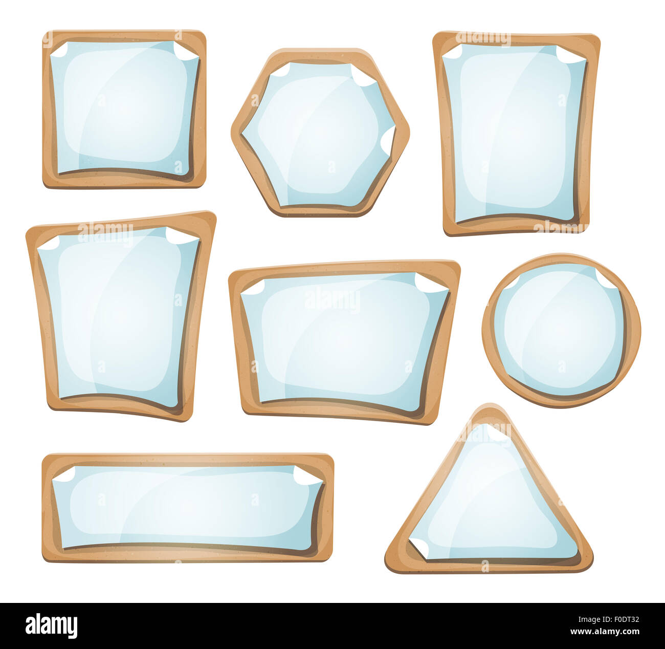 Illustration of a set of cartoon paper sheets and blank signs on ...