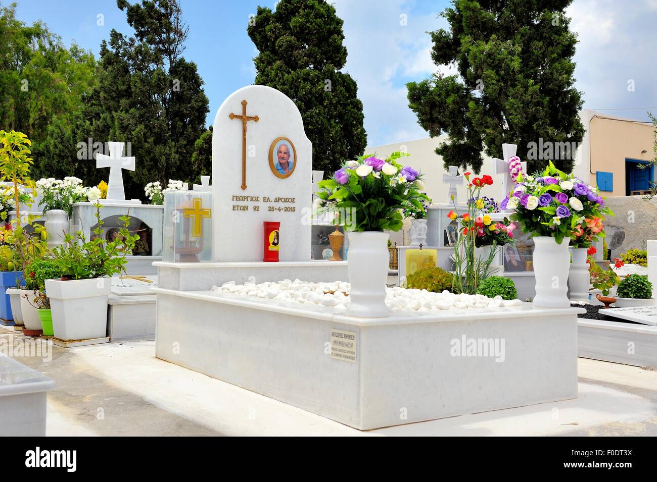 Greek orthodox graveyard on the island of Santorini Greece Stock Photo ...