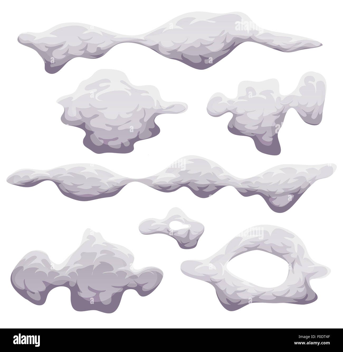 Illustration of a set of cartoon funny clouds, smoke patterns and fog ...