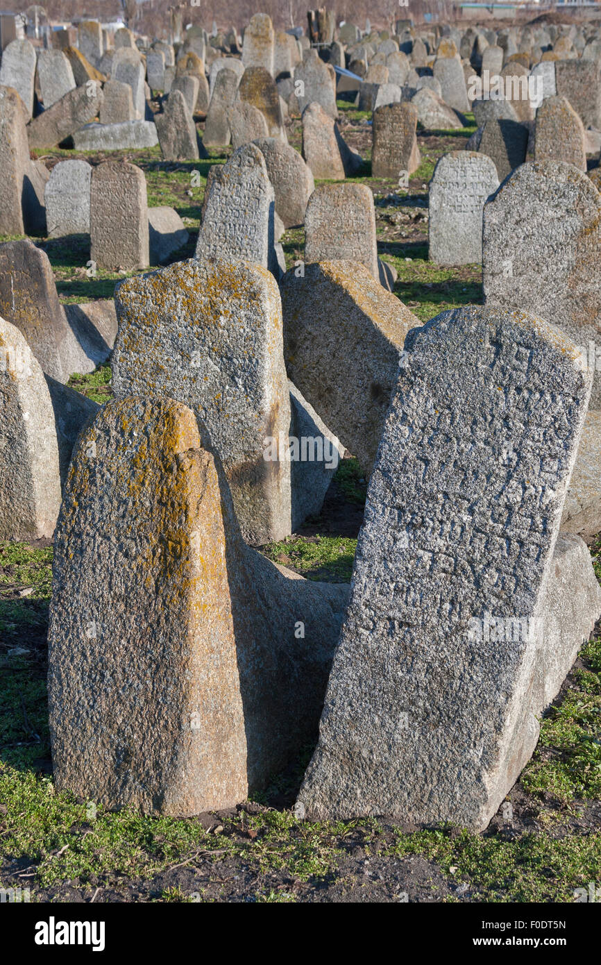 Fallen gravestones of the ancient Jewish cemetery Stock Photo - Alamy