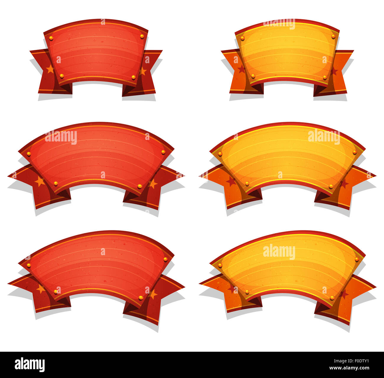 Illustration of a set of funny cartoon circus red and yellow banners ...