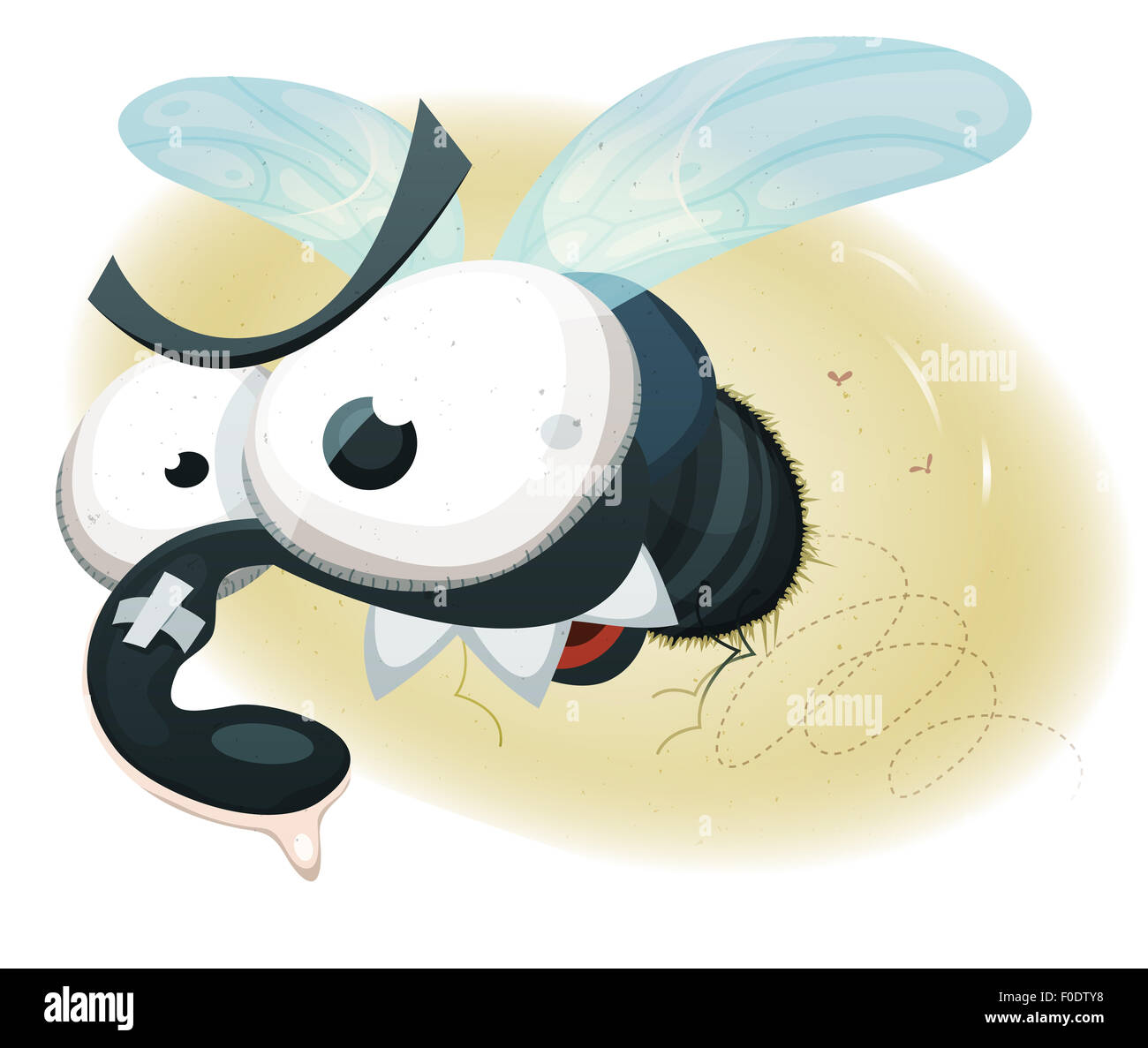 Illustration of a cartoon funny fly buzzing in the air Stock Photo - Alamy