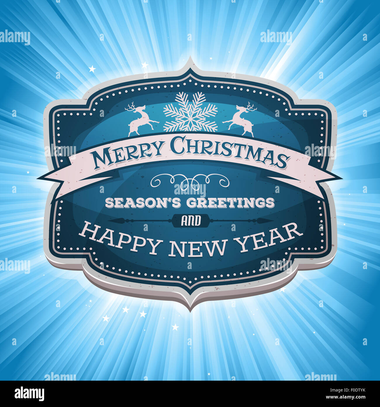 Illustration of a cartoon season's greetings and happy new year banner ...