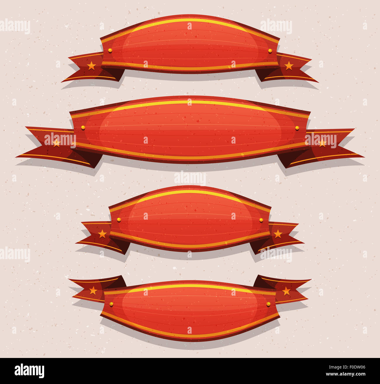 Illustration of a set of funny cartoon circus red banners and ribbons ...