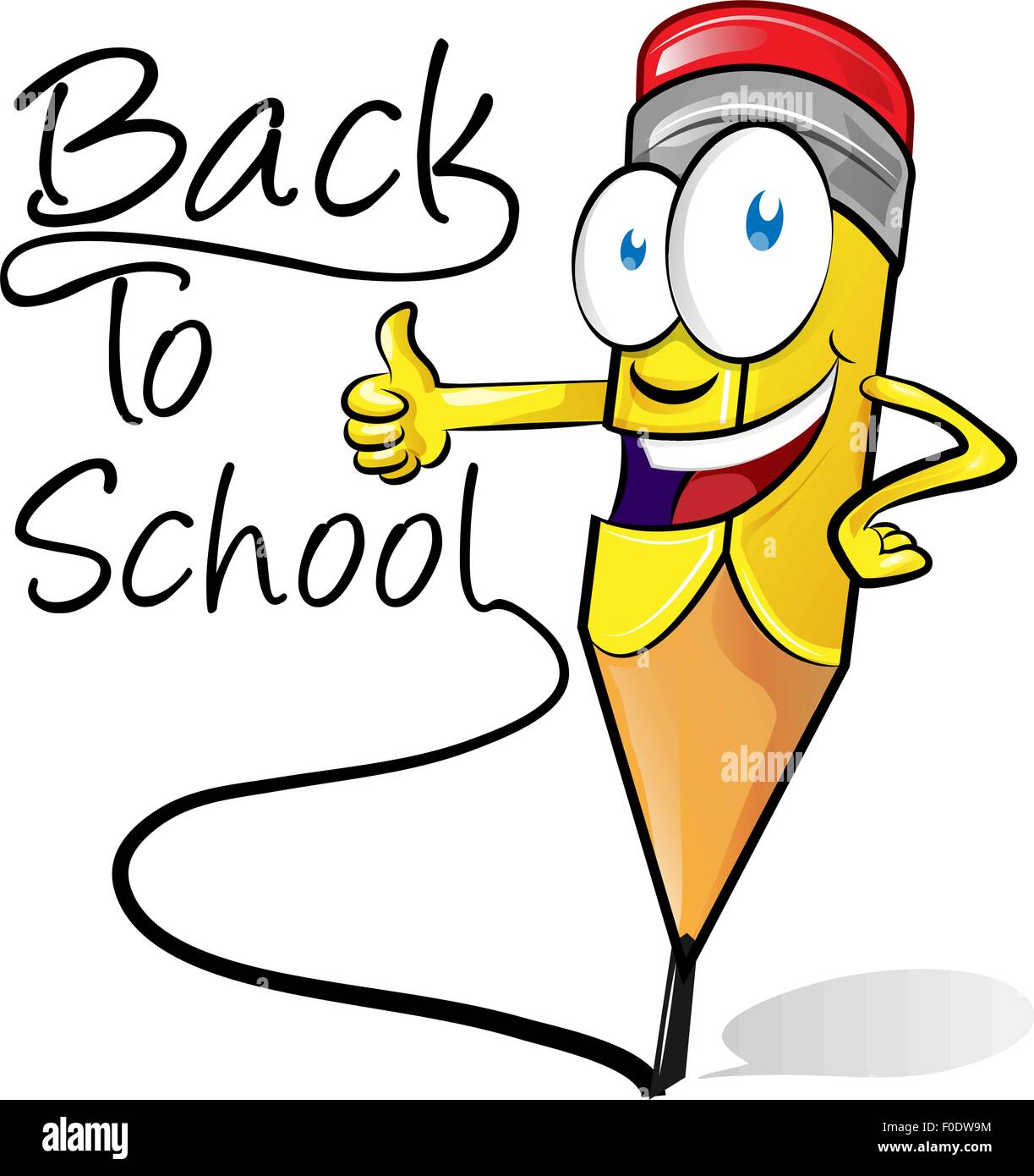 fun pencil cartoon isolated on white background Stock Vector Image ...